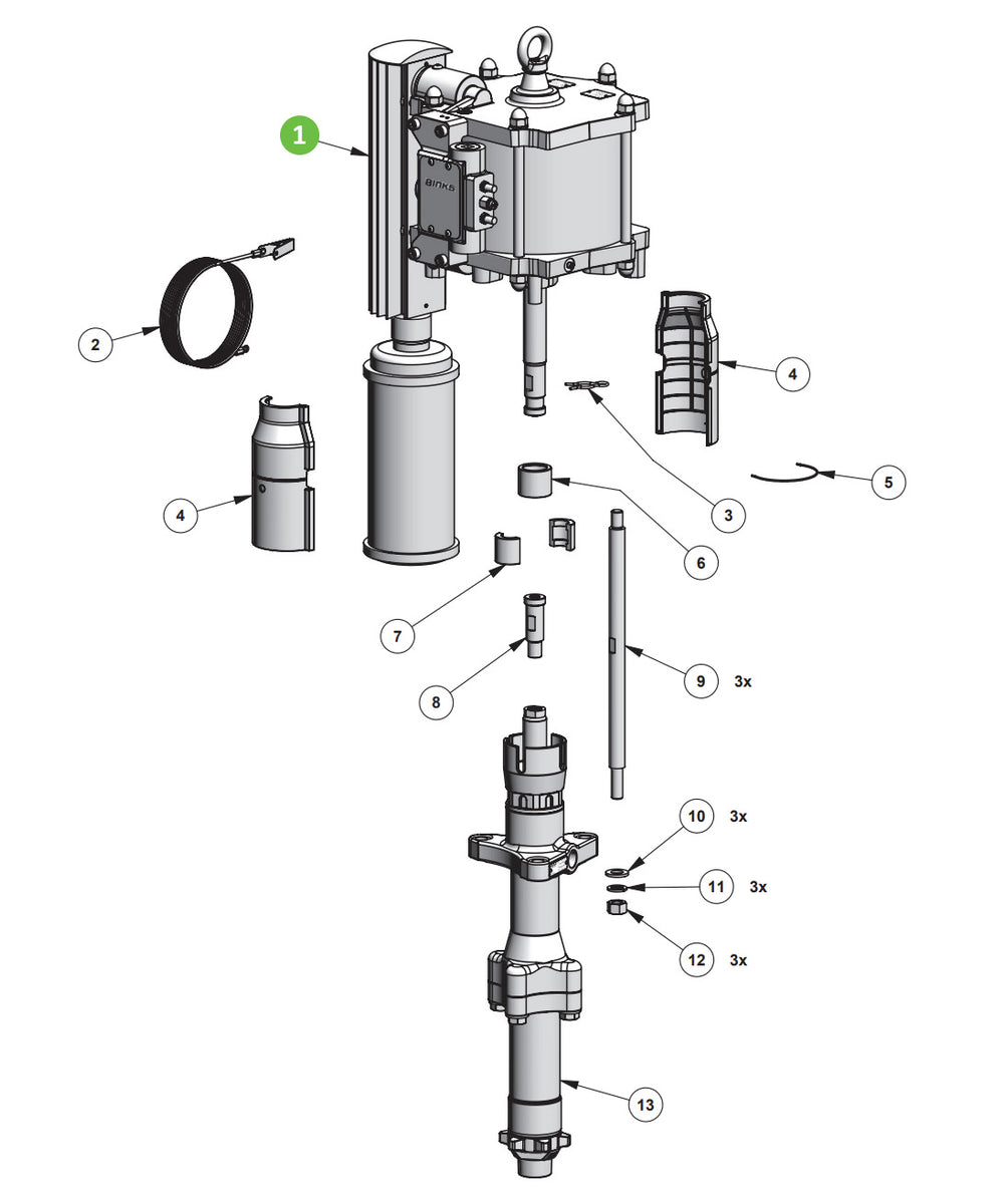 Binks AX260L Air Motor Assembly (QD, 7 BAR)