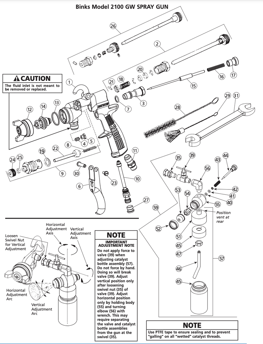 Complete Spare Parts Kit, Binks Model 2100 GW Plural Component Spray G