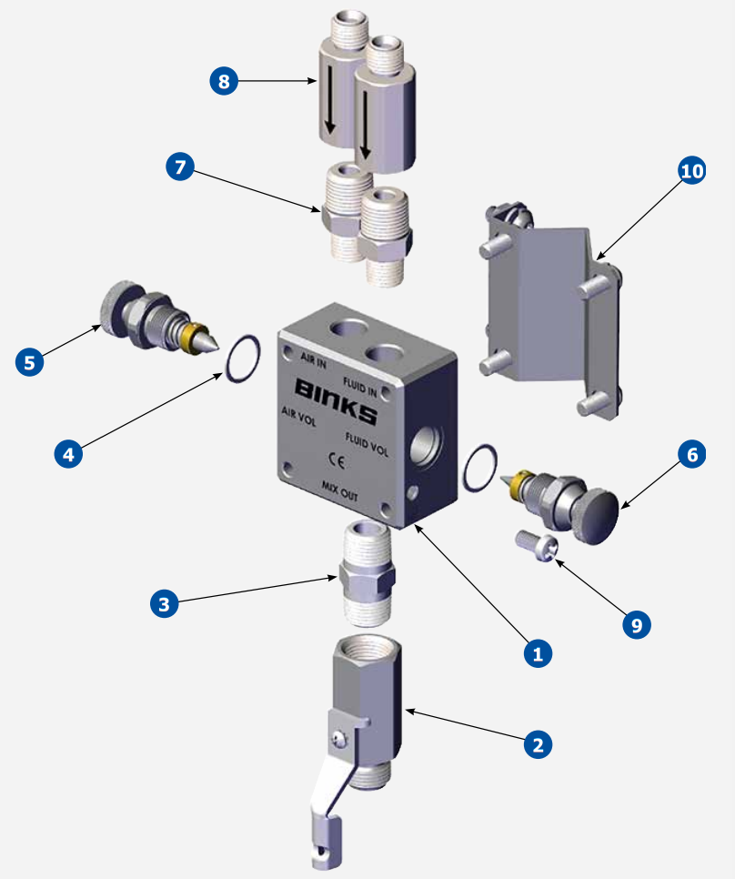 Binks Quick Cleaner Fluid Adjustment Valve