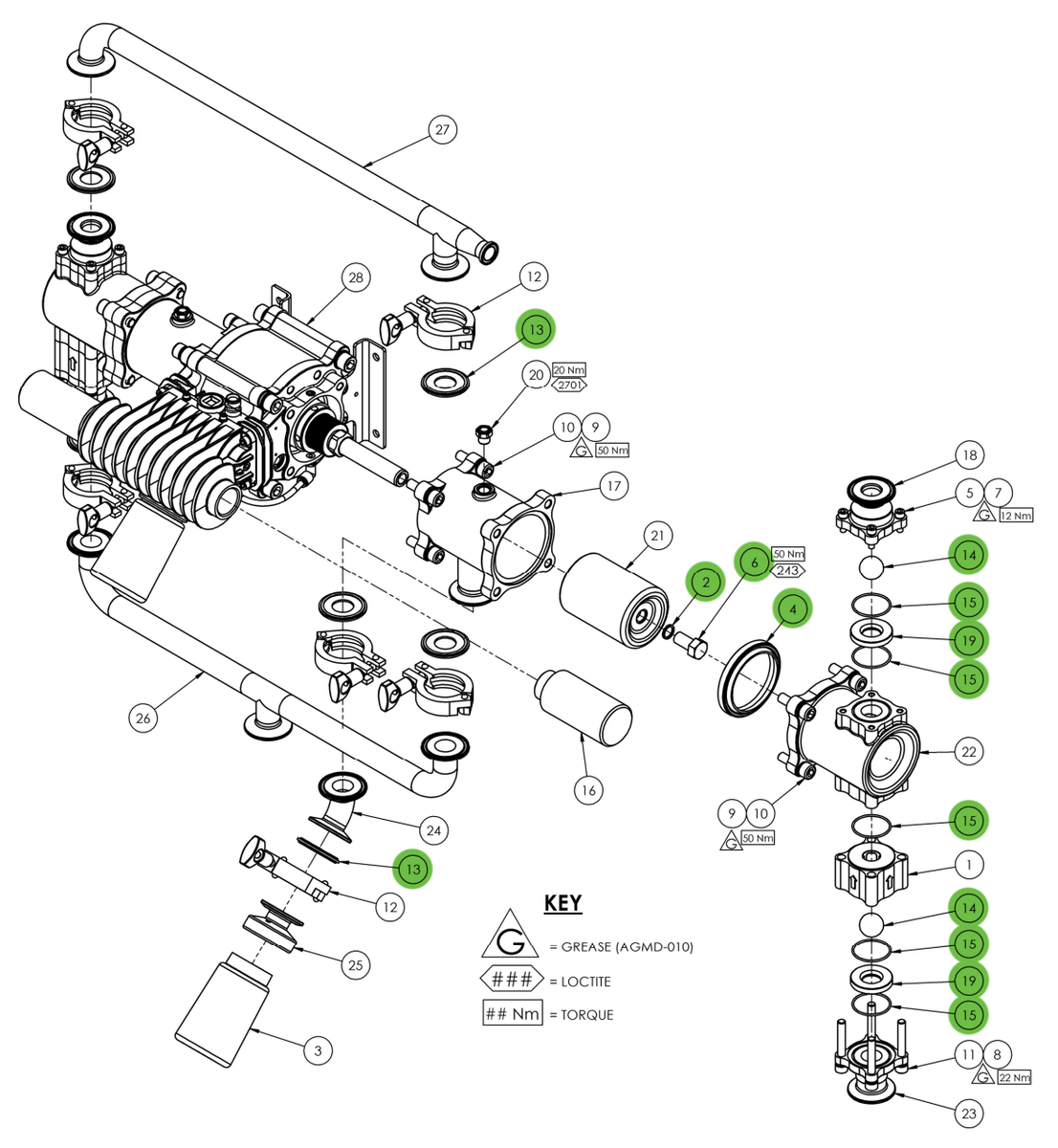 Binks 250715 Fluid Section Overhaul Kit; Maple 15/3 AFP Pumps