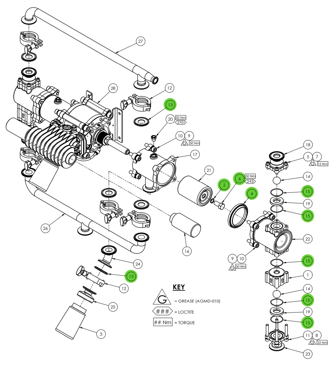 Binks 250714 Fluid Section Seal Kit; Maple 15/3 AFP Pumps