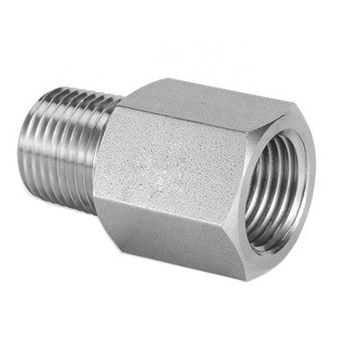 Straight Adapter, Female M18x1.25 - 1/4" Male NPT, Stainless Steel