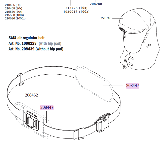 SATA air vision 5000 Air Regulator Belt