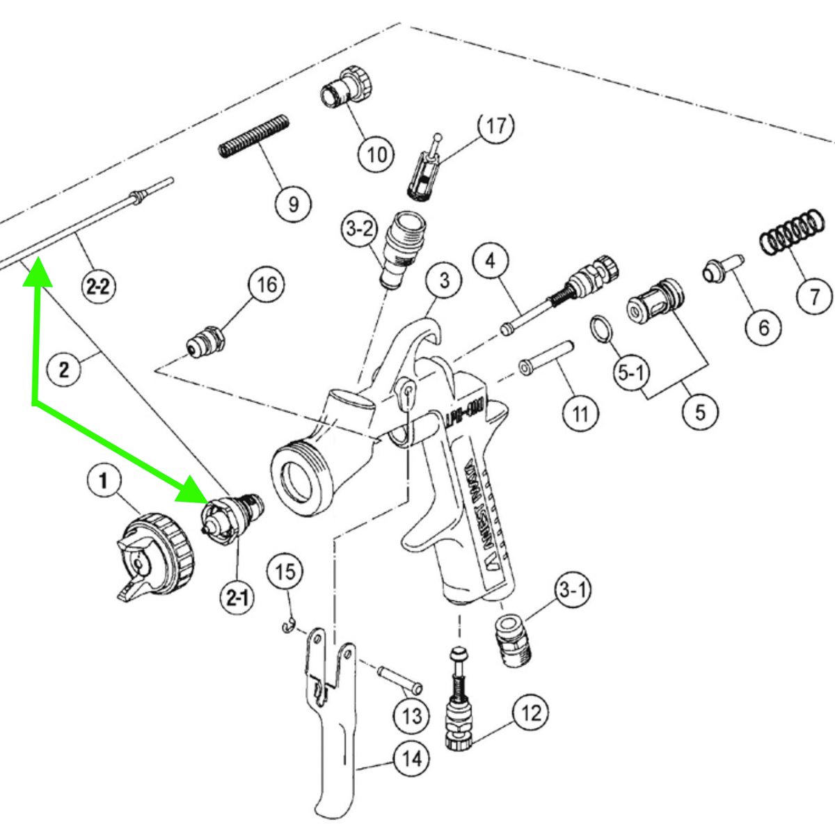 Anest Iwata Needle and Nozzle Set for W-400